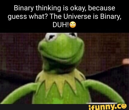 Binary thinking is okay, because guess what? The Universe is Binary, DUH! - iFunny