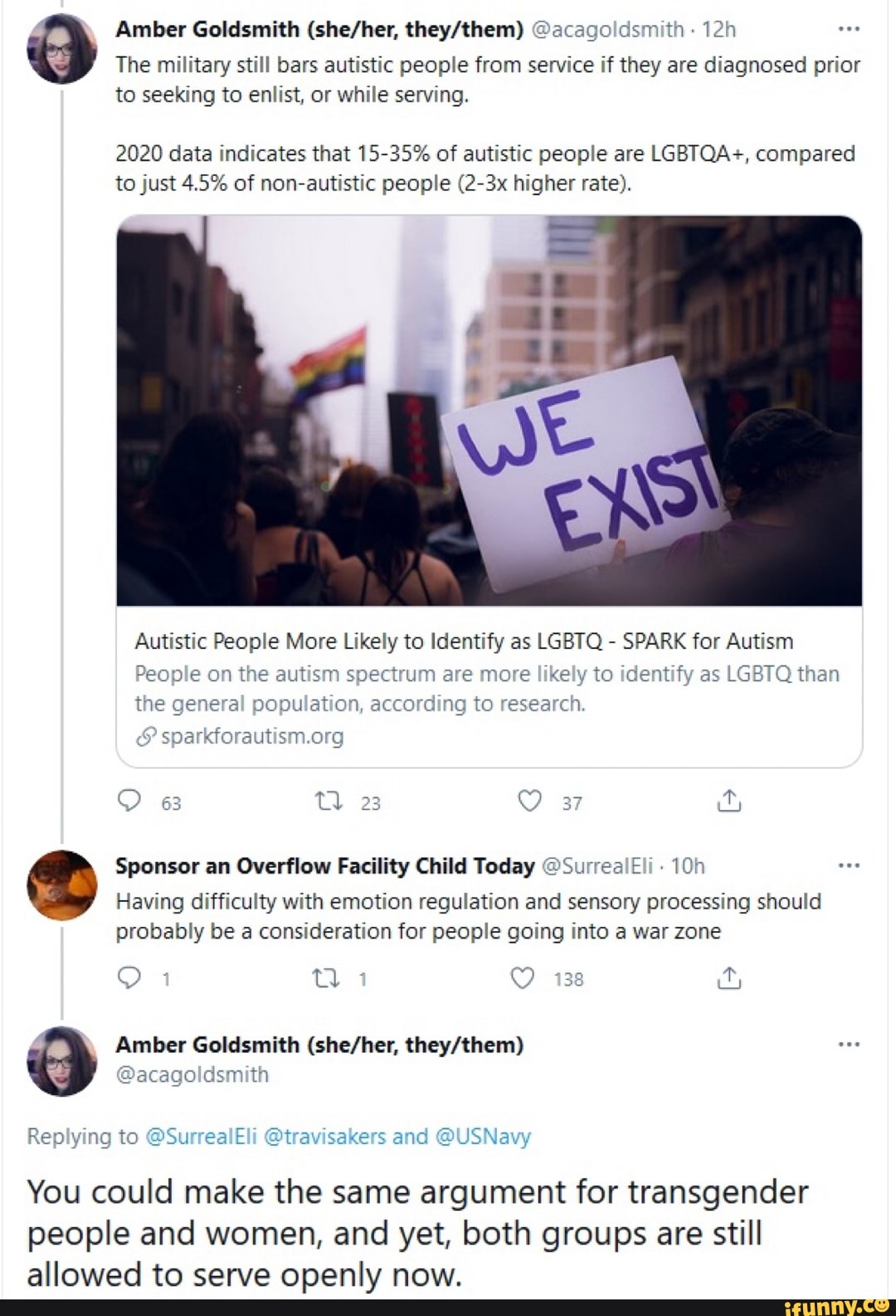 Amber Goldsmith @acagoldsmith The military still bars autistic people ...