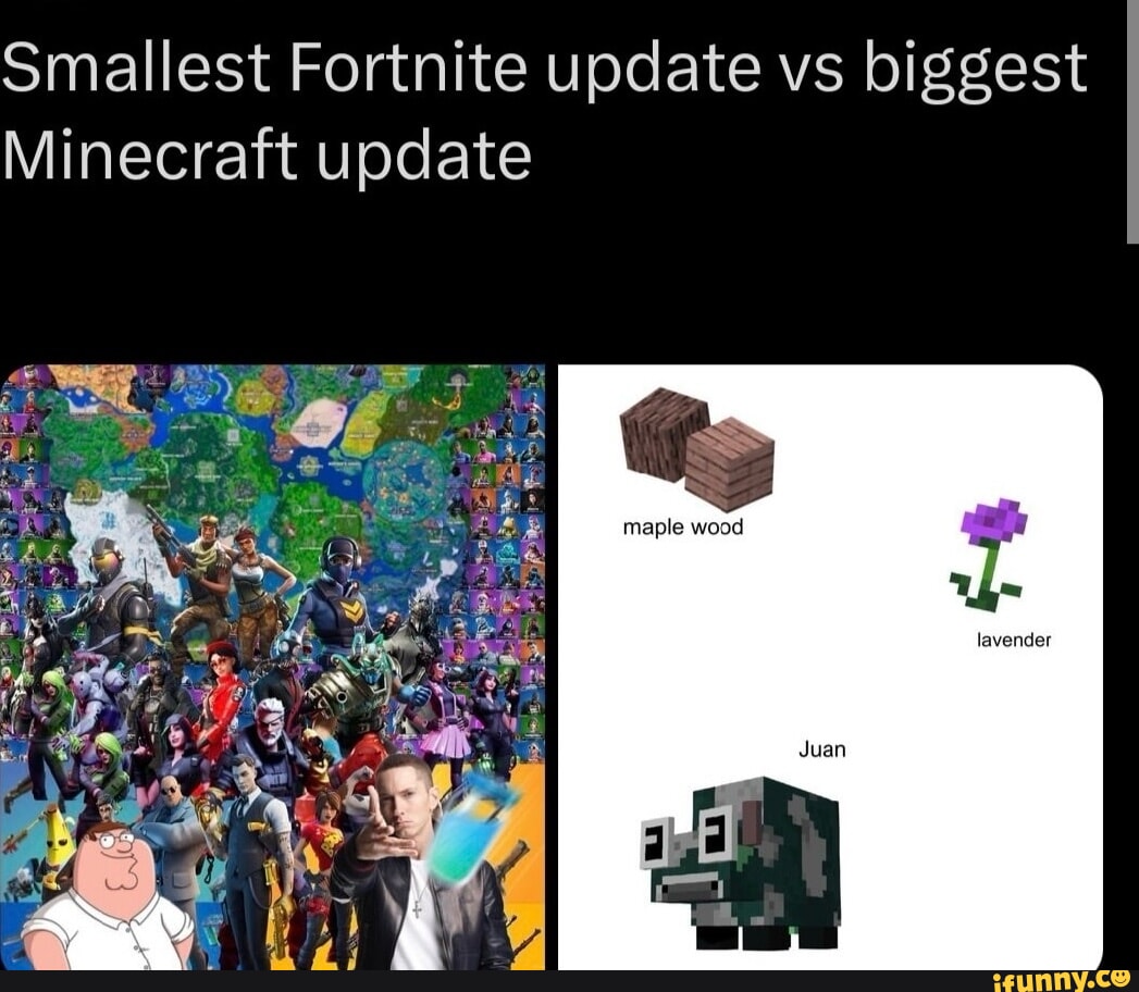 Smallest Fortnite update vs biggest Minecraft update maple wood ...