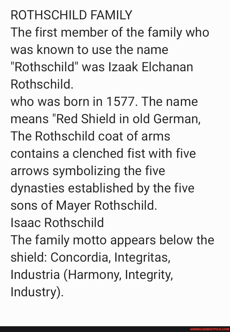 ROTHSCHILD FAMILY The first member of the family who was known to use ...