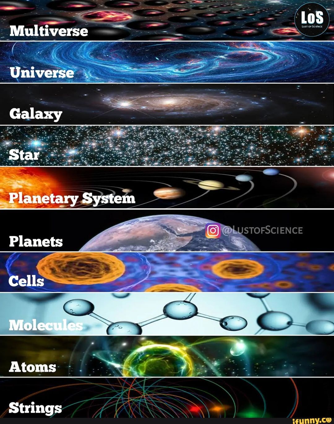 LoS Multiverse Universe Galaxy Star Planetary System Planets Cells ...