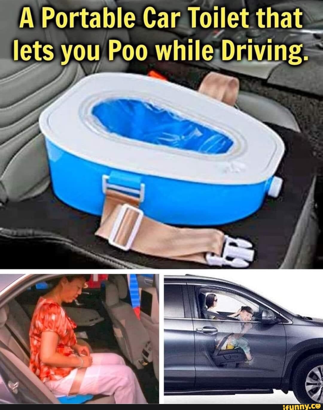 Portable Car Toilet. that_ lets you Poo while Driving. \ \ - iFunny