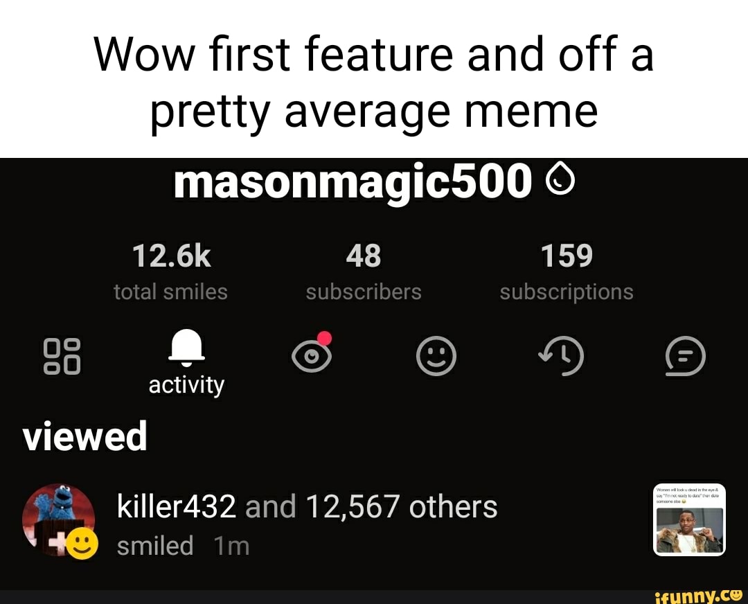 Wow first feature and off a pretty average meme masonmagic500 12.6k AS ...