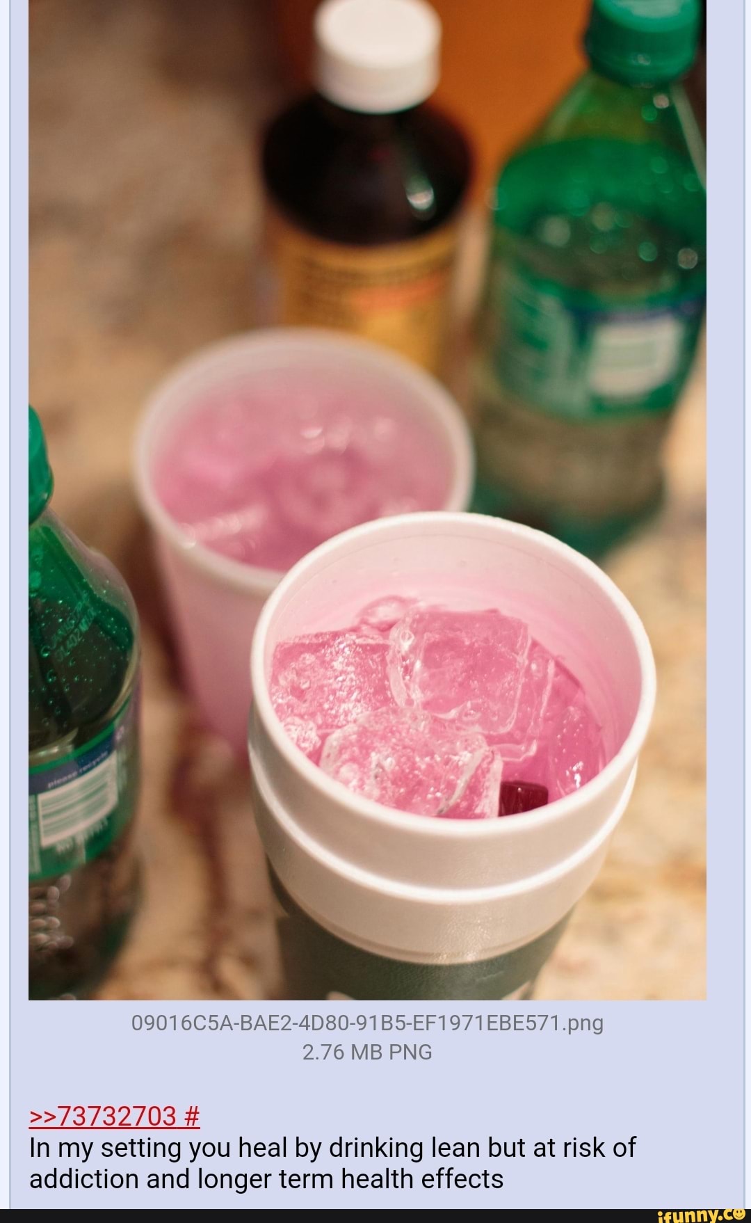 In my setting you heal by drinking lean but at risk of addiction and ...