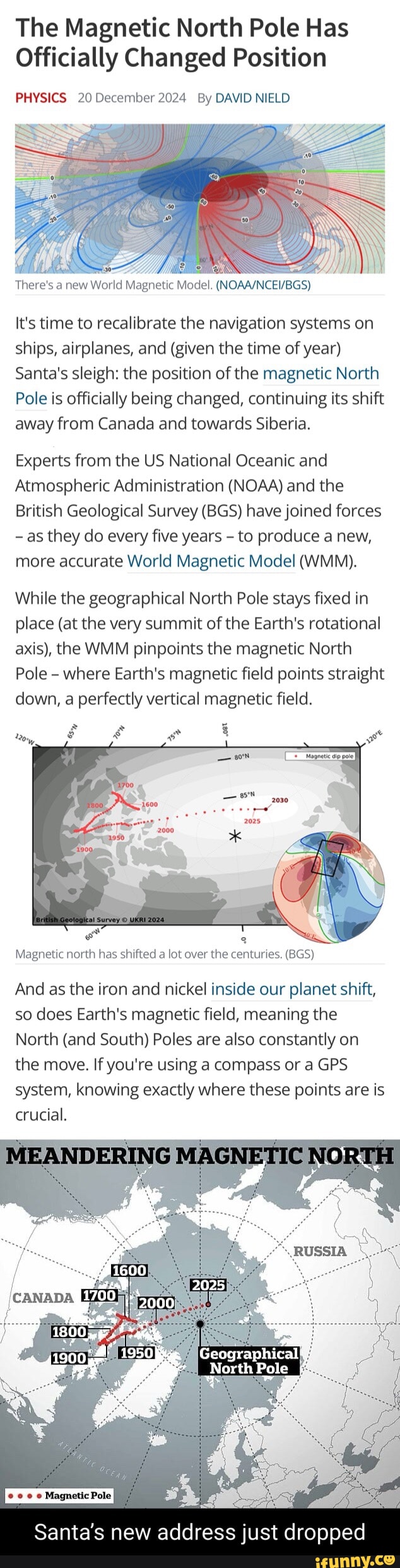The Magnetic North Pole Has Officially Changed Position PHYSICS 20 ...