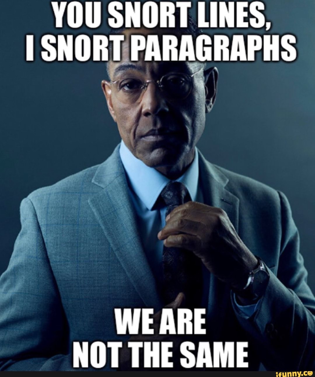 YOU SNORT LINES, SNORT PARAGRAPHS WE ARE NOT THE SAME - iFunny