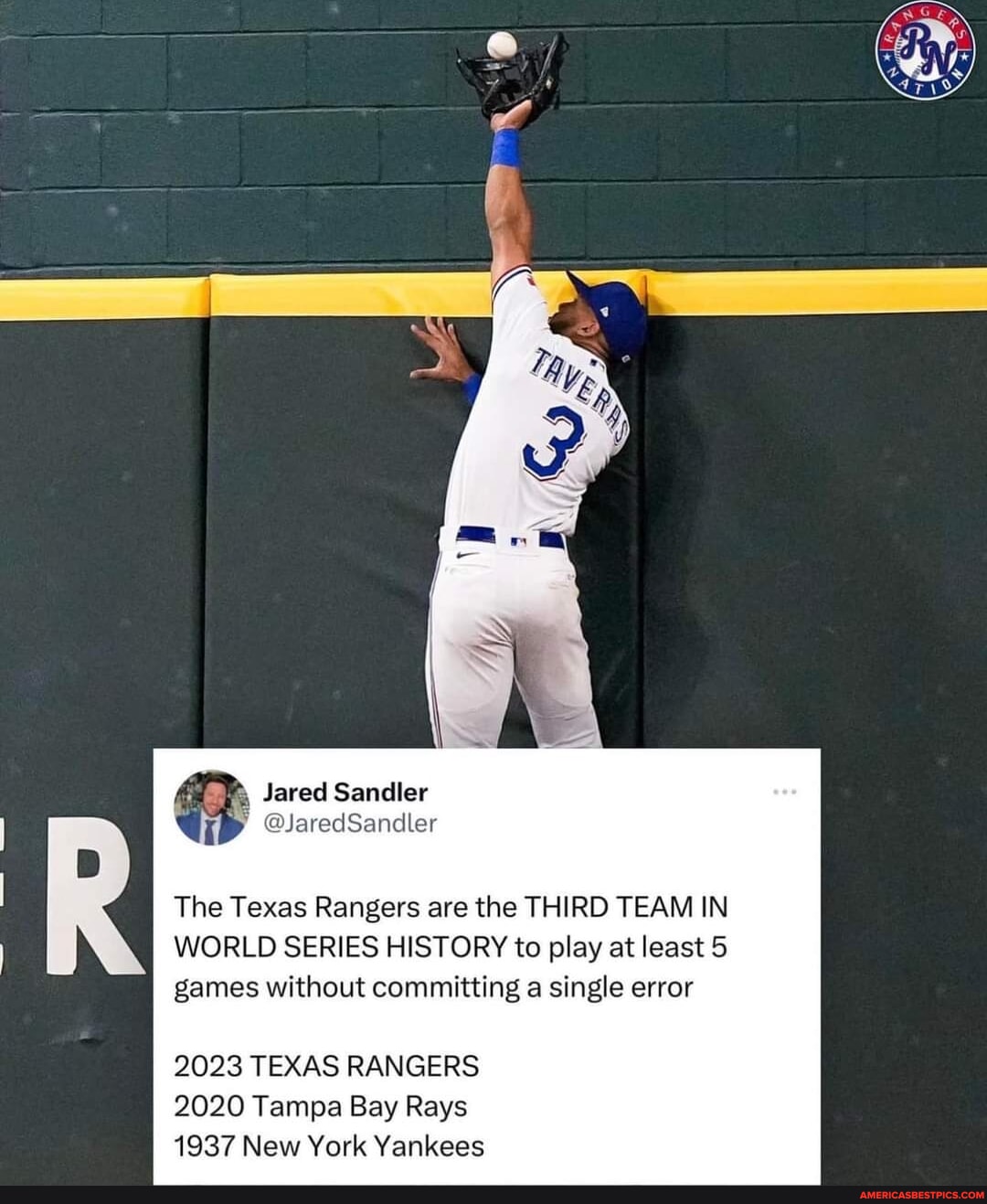 Jared Sandler @JaredSandler The Texas Rangers are the THIRD TEAM IN ...