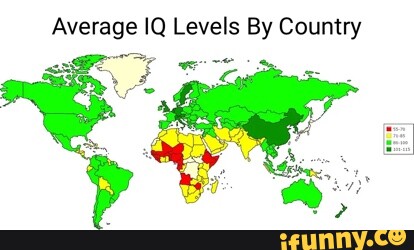 Average IQ Levels By Country - iFunny