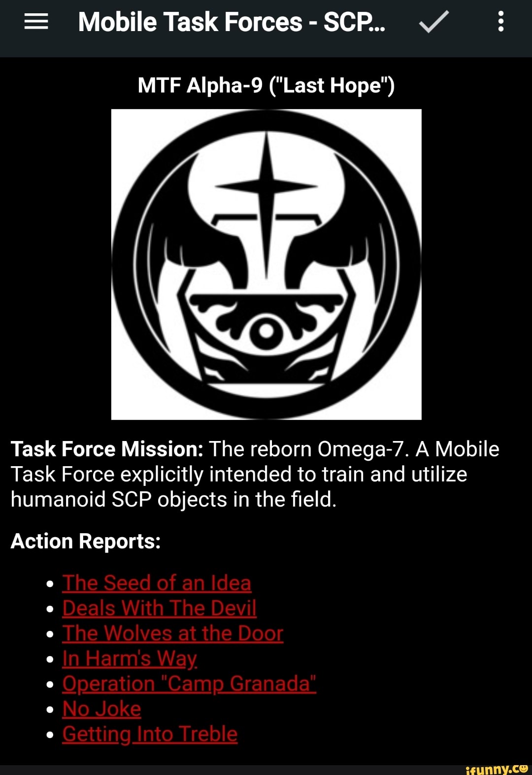 = Mobile Task Forces MTF Alpha-9 ("Last Hope") Task Force Mission: The reborn Omega-7. A Mobile ...