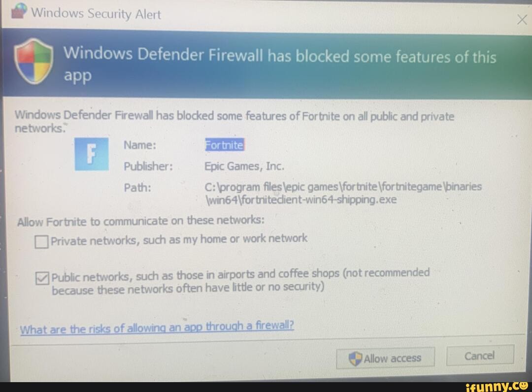 Windows Security Alert Windows Defender Firewall has blocked some ...