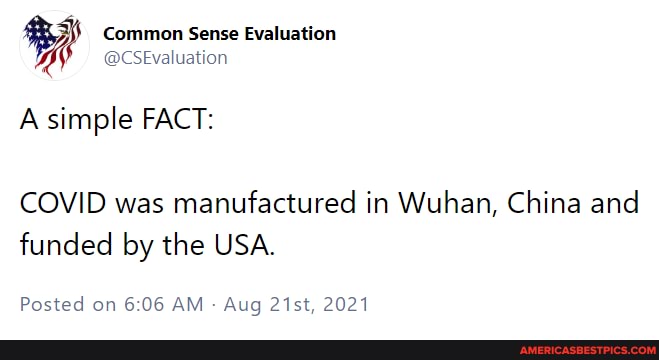 Common Sense Evaluation Sb valuation A simple FACT: COVID was manufactured in Wuhan, China and ...