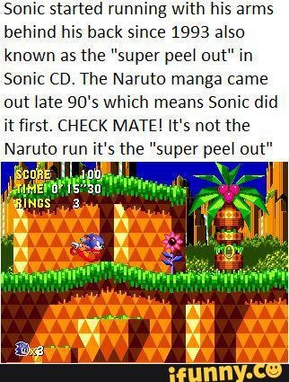 Sonic started running with his arms behind his back since 1993 also ...