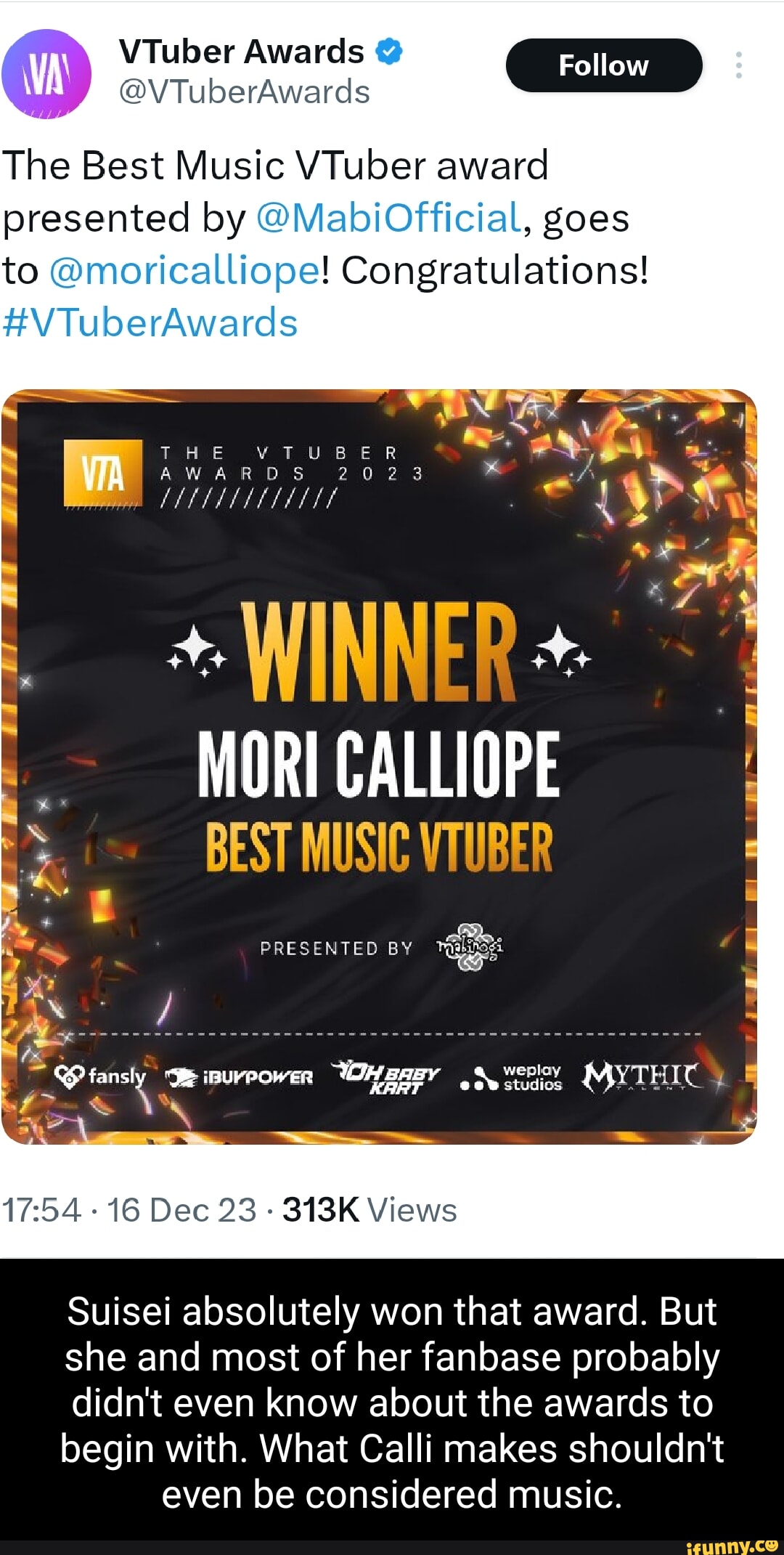 VTuber Awards @VTuberAwards Follow The Best Music VTuber award ...