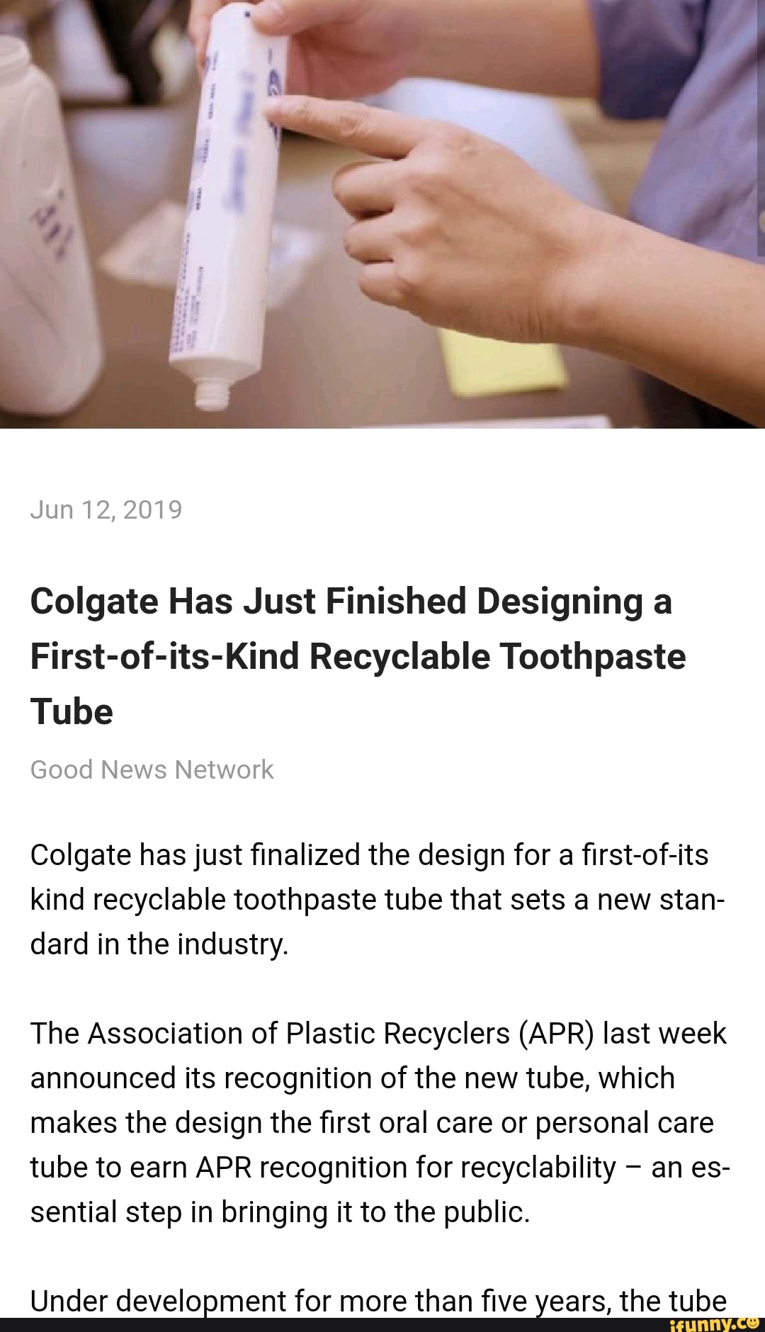 Colgate Has Just Finished Designing a First-of-its-Kind Recyclable ...
