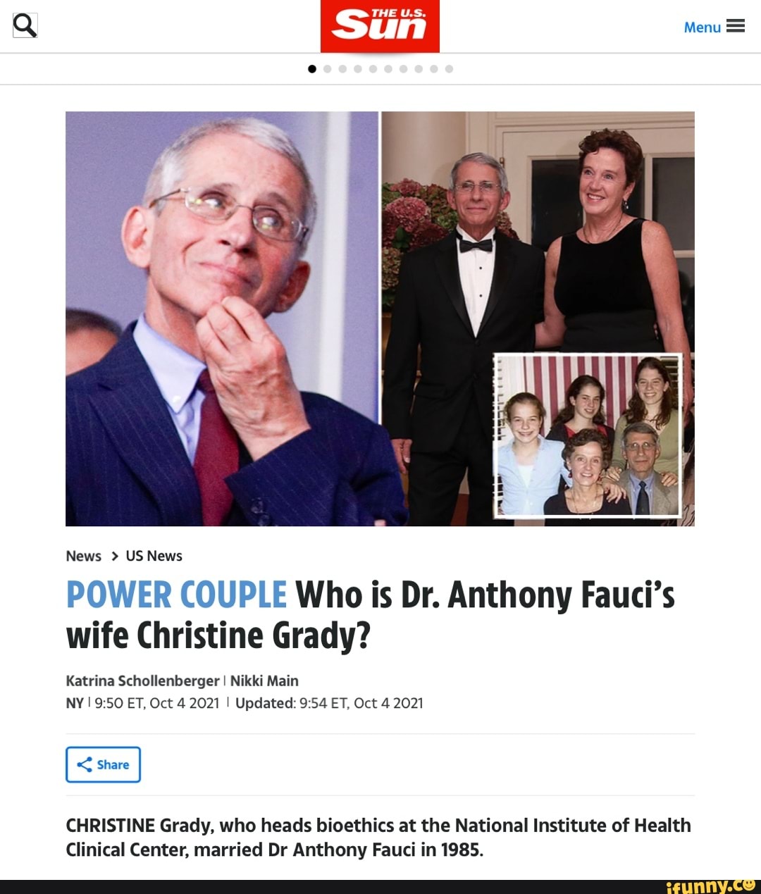 Menu = News > US News POWER COUPLE Who is Dr. Anthony Fauci's wife ...
