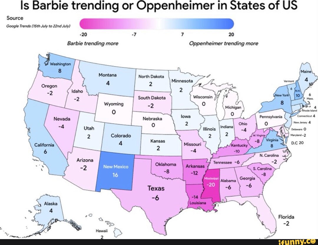 Ls Barbie trending or Oppenheimer in States of US Source -20 Barbie ...