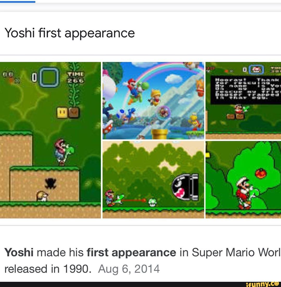 Yoshi first appearance Yoshi made his first appearance in Super Mario ...
