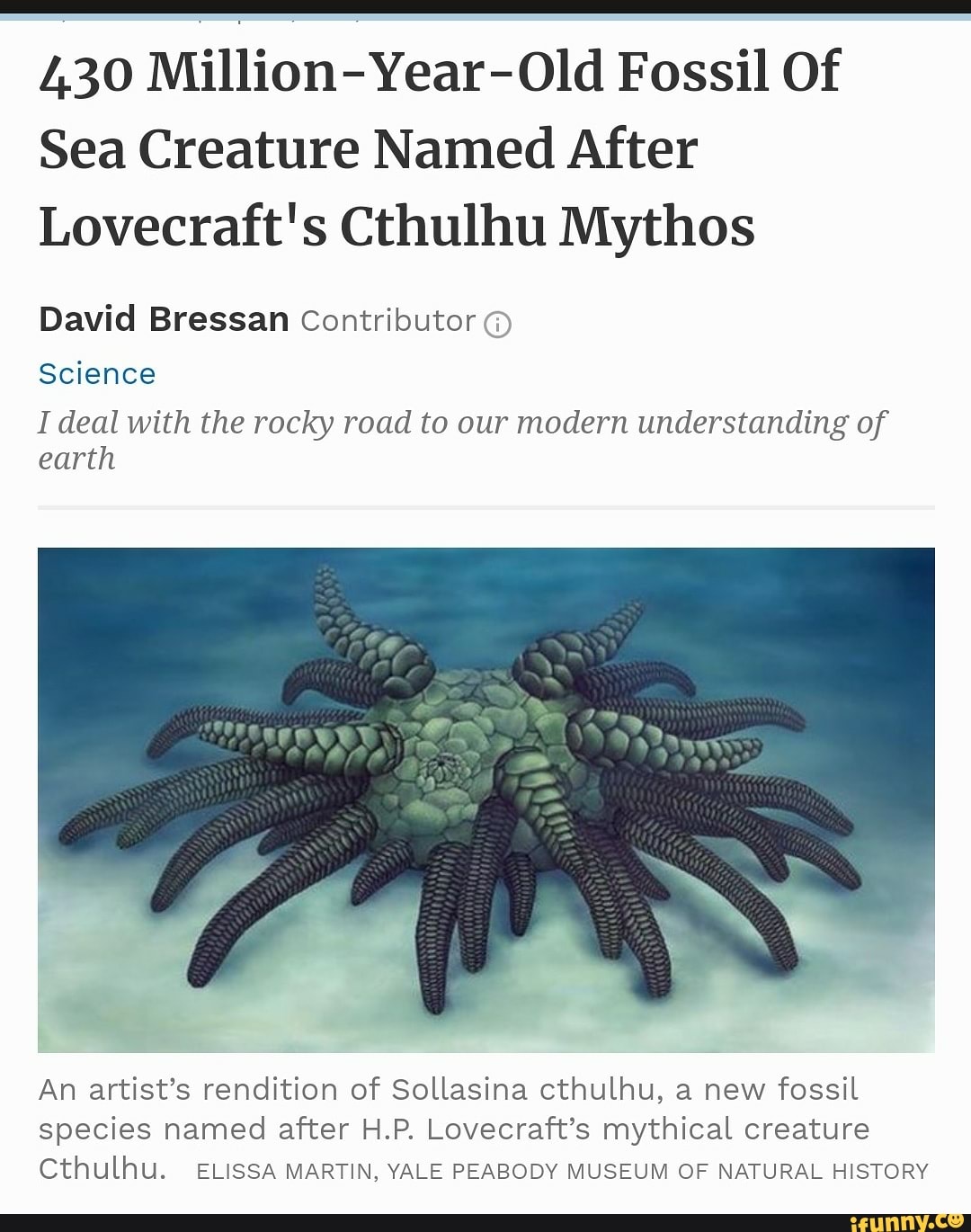430 Million-Year-Old Fossil Of Sea Creature Named After Lovecraft's ...