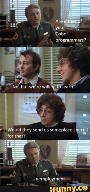 \you" Cobol programmers? 'Would they send us for that? - iFunny