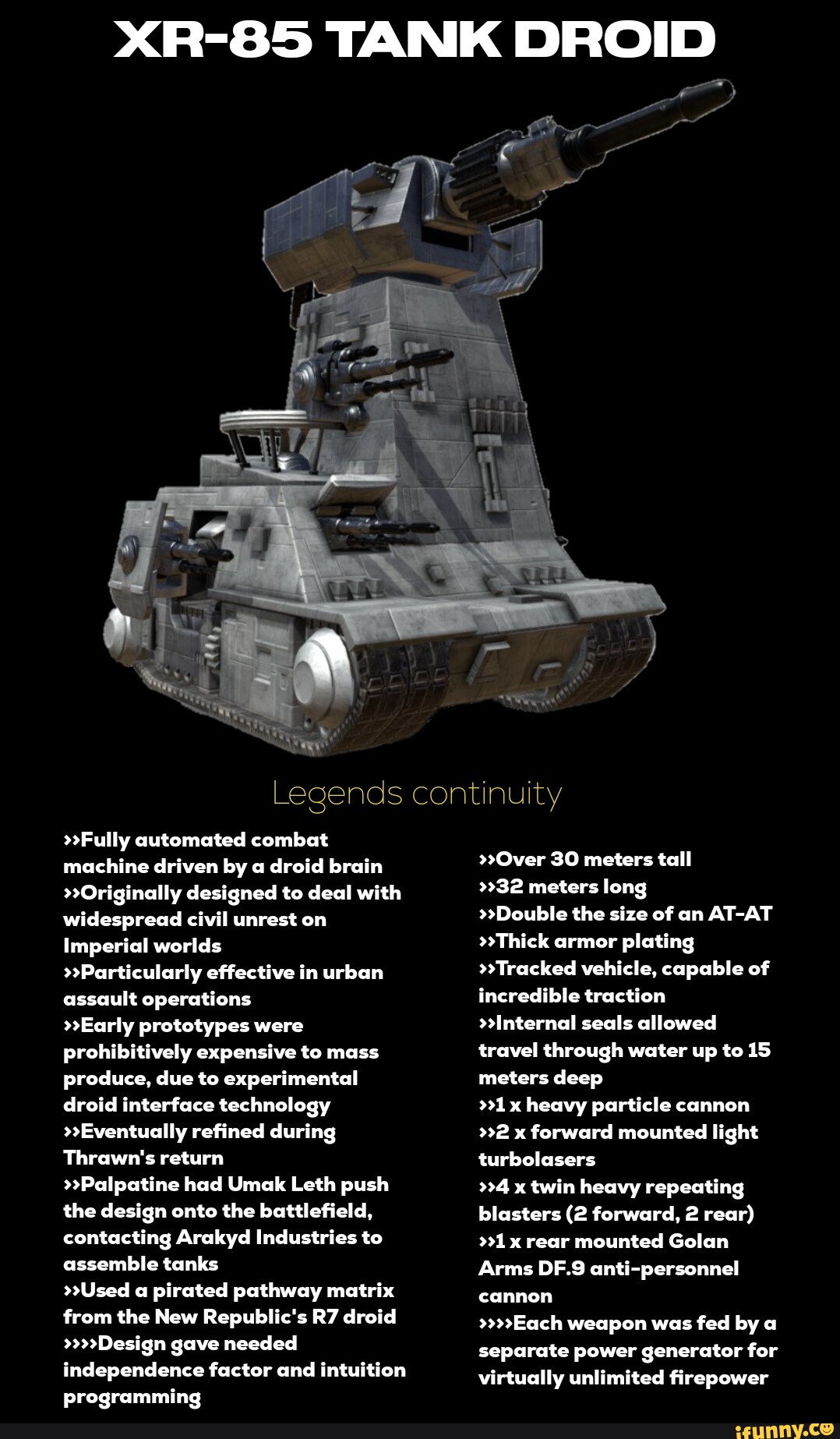 XR-85 TANK DROID >>Fully automated combat machine driven by a droid ...