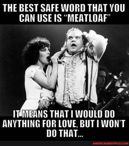 THE BEST SAFE WORD THAT YOU CAN USE IS "MEATLOAF" ITMEANS THAT WOULD DO ...