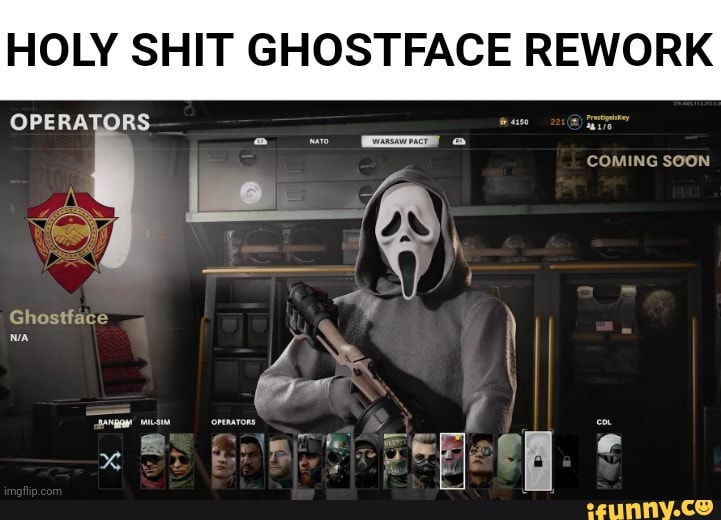 HOLY SHIT GHOSTFACE REWORK OPERATORS. COMING SOON Ghostface NA - iFunny