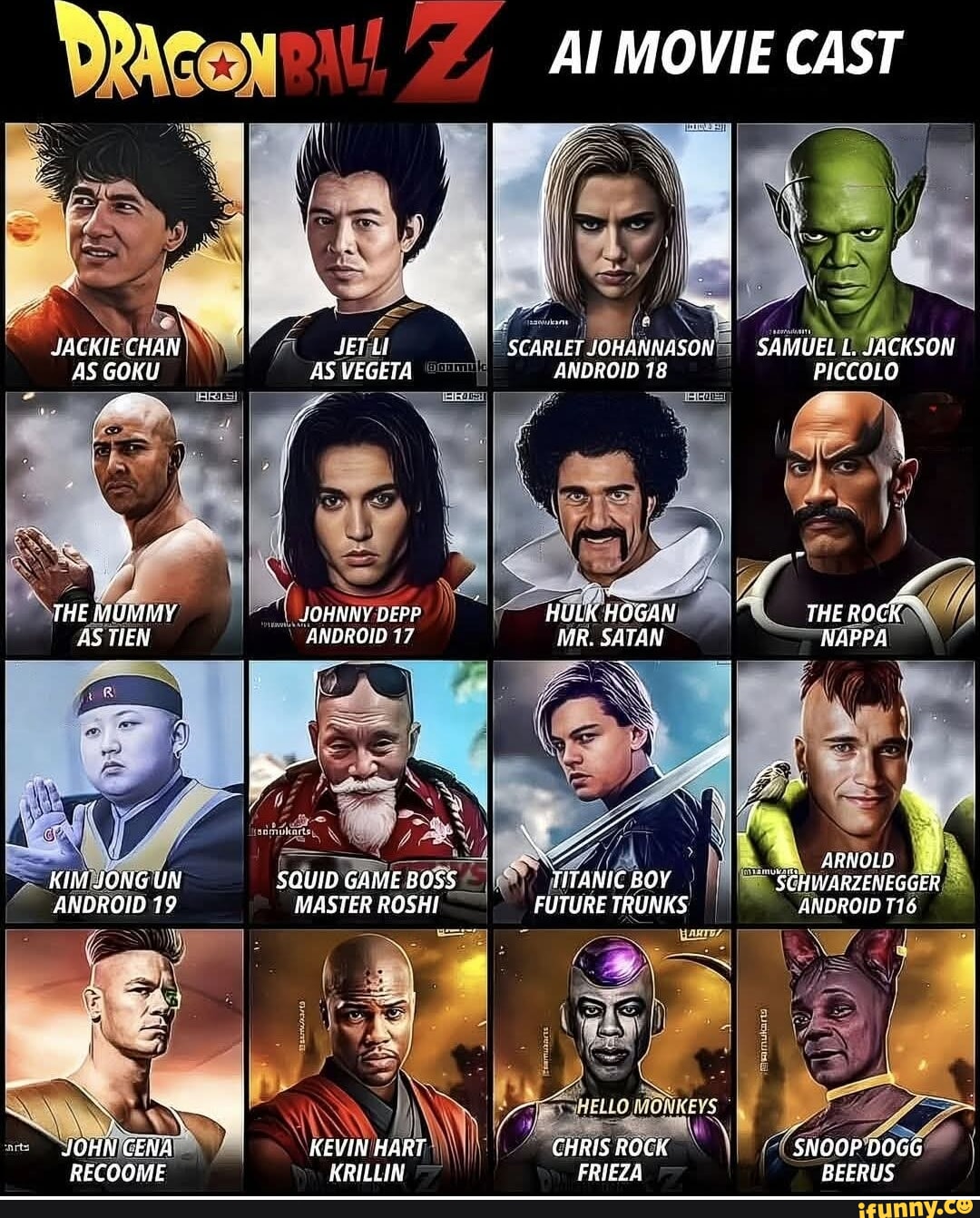 JACKIE CHAN AS GOKU THE MUMMY AS THEN KIM JONG UN ANBROID 19 JOHN CENA ...