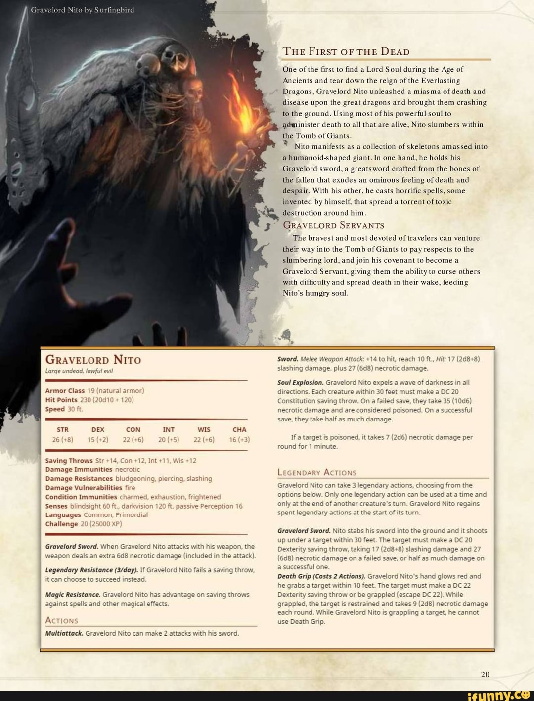 Gravelord Nito by Surfingbird 'THE FIRST OF THE DEAD One of the first ...