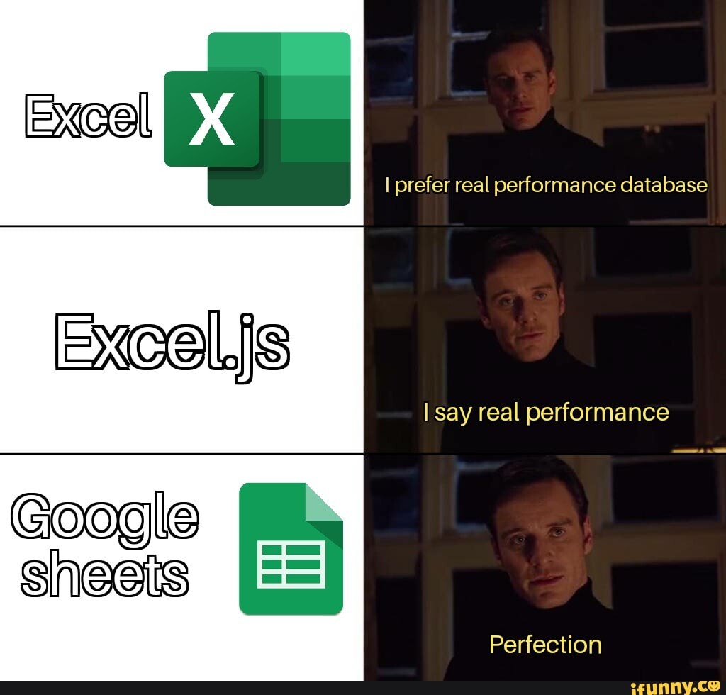 Excel I prefer real performance database EXCeLIs say real performance Google Perfection - iFunny