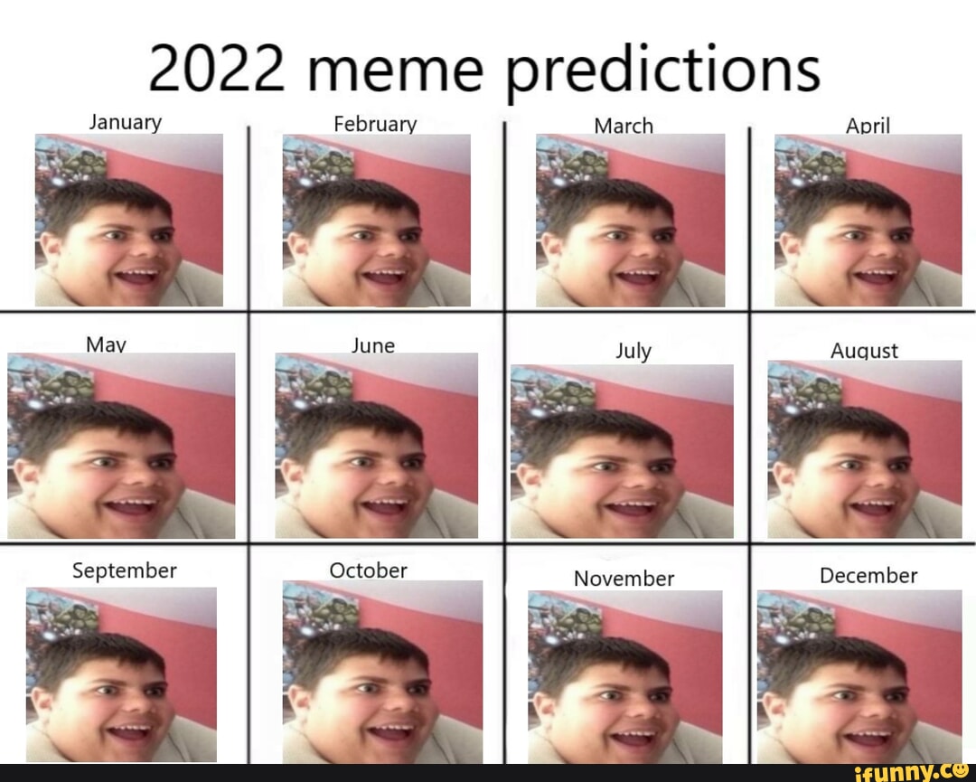 2022 meme predictions January February March April Maw. June. Auqust ...