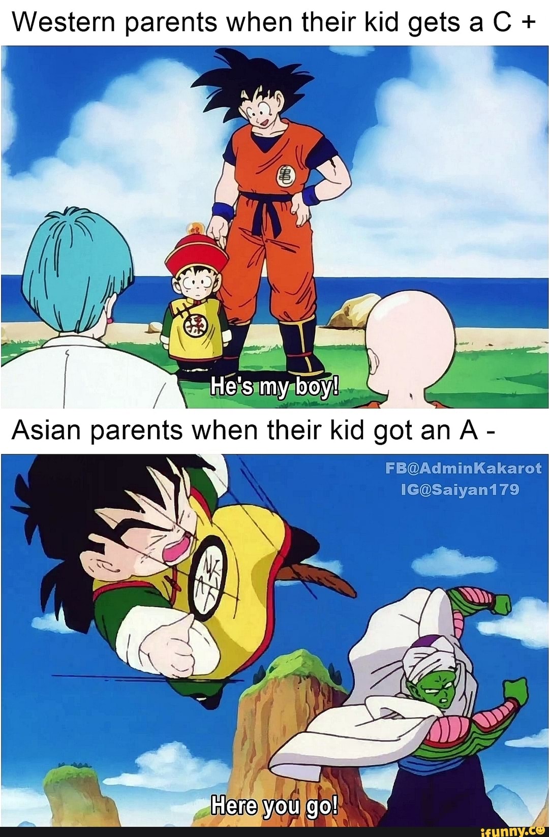 Western parents when their kid gets a C + Asian parents when their kid ...