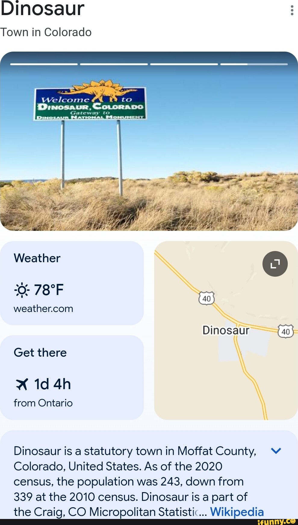 Dinosaur Town in Colorado Welcon Ga Weather Dinosaur Get there from ...