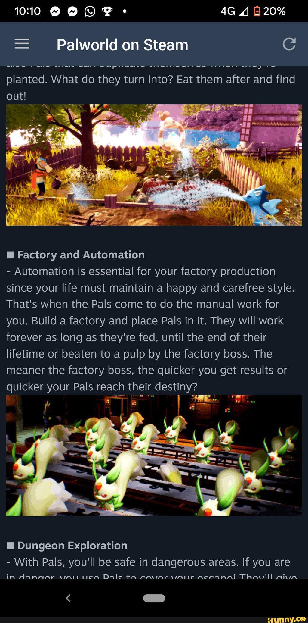 20% = Palworld on Steam planted. What do they turn into? Eat them after ...