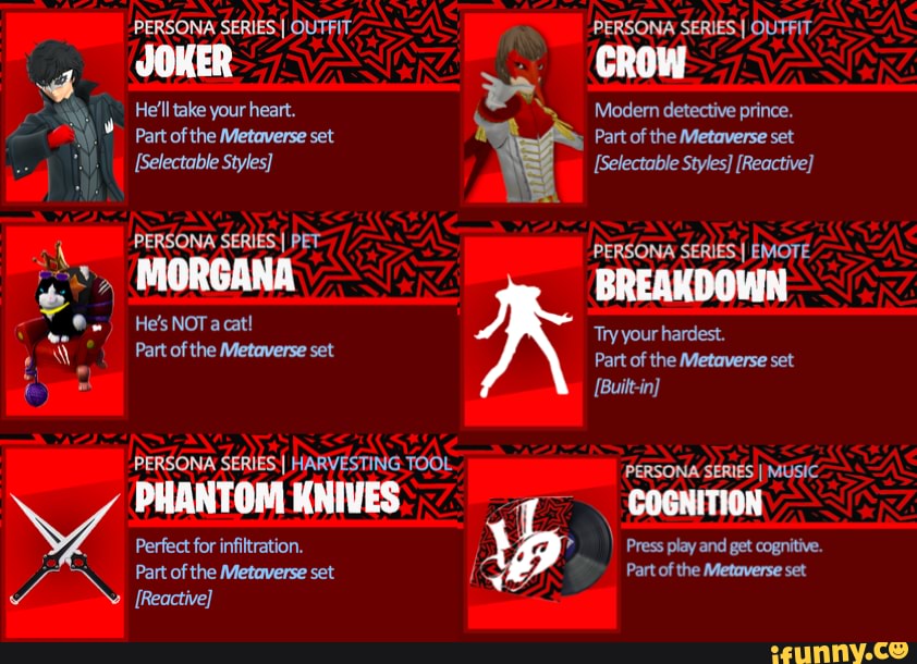 PERSONA SERIESI OUTFIT, He'll take your heart. PERSONA PET MORGANA He's ...