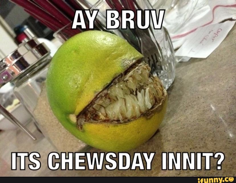 AY BRUV. ITS CHEWSDAY INNIT? - iFunny