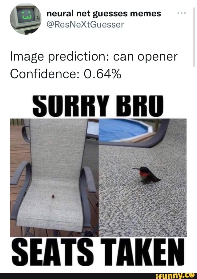 Neural net guesses memes @ResNeXtGuesser Image prediction: can opener ...