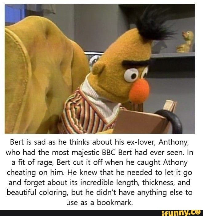 Bert is sad as he thinks about his ex-lover, Anthony, who had the most ...