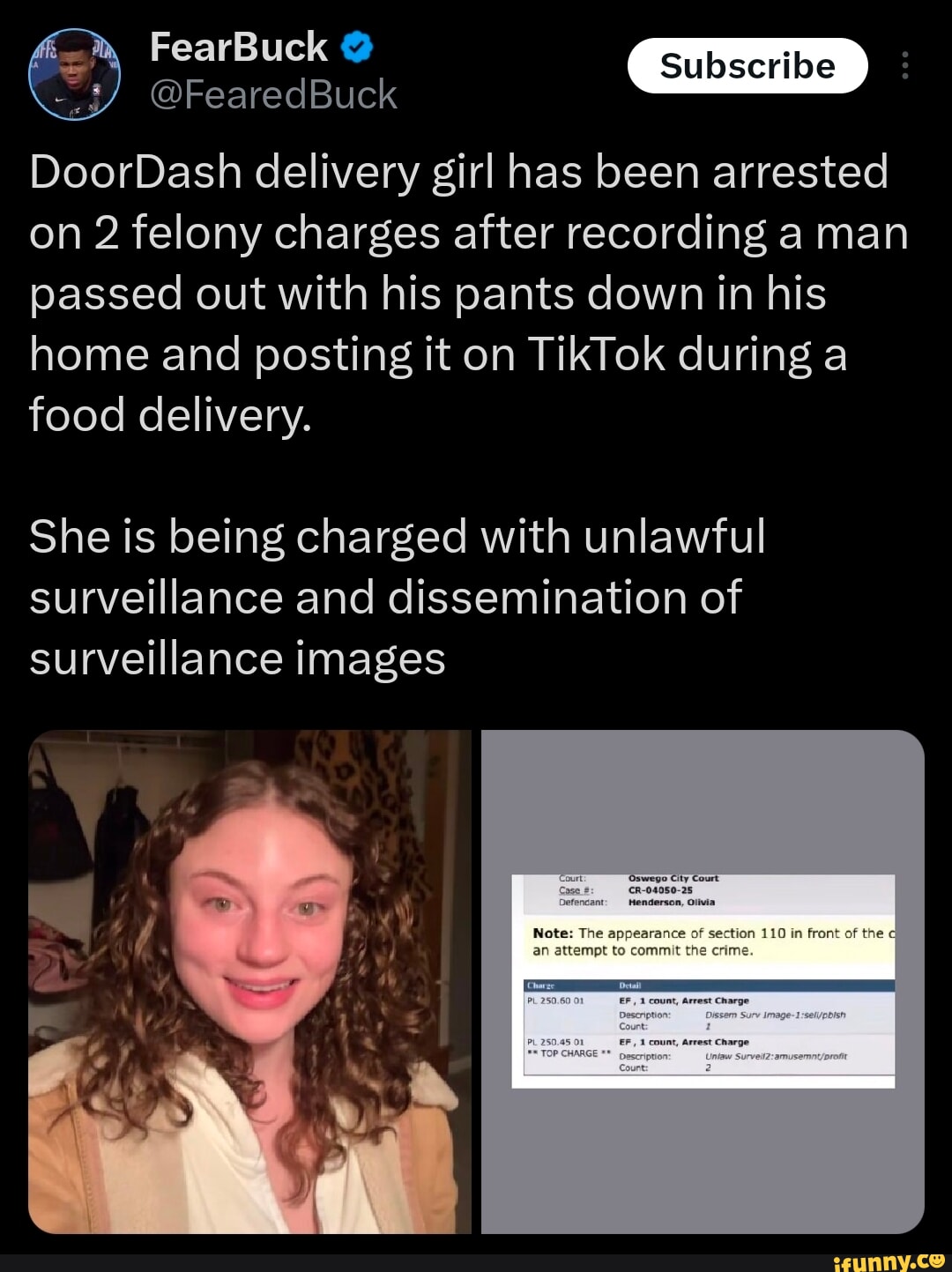 FearBuck @FearedBuck DoorDash delivery girl has been arrested on 2 ...