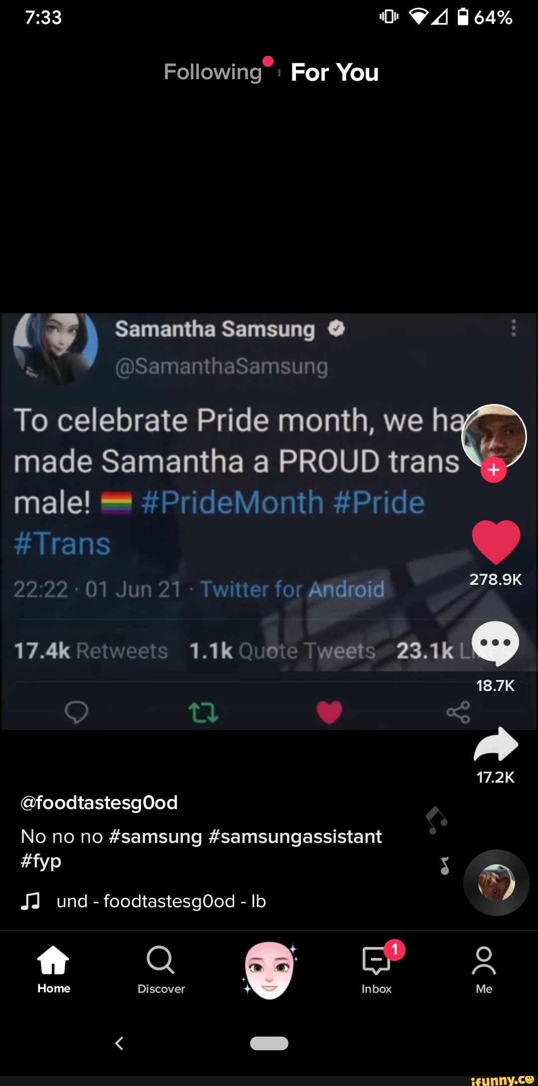 64% For You Samantha Samsung @ @SamanthaSamsung To celebrate Pride ...