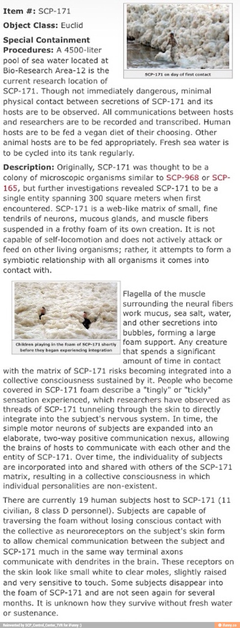 Item #: SCP-171 Object Class: Eudid Speclal Containment Procedures: A ...