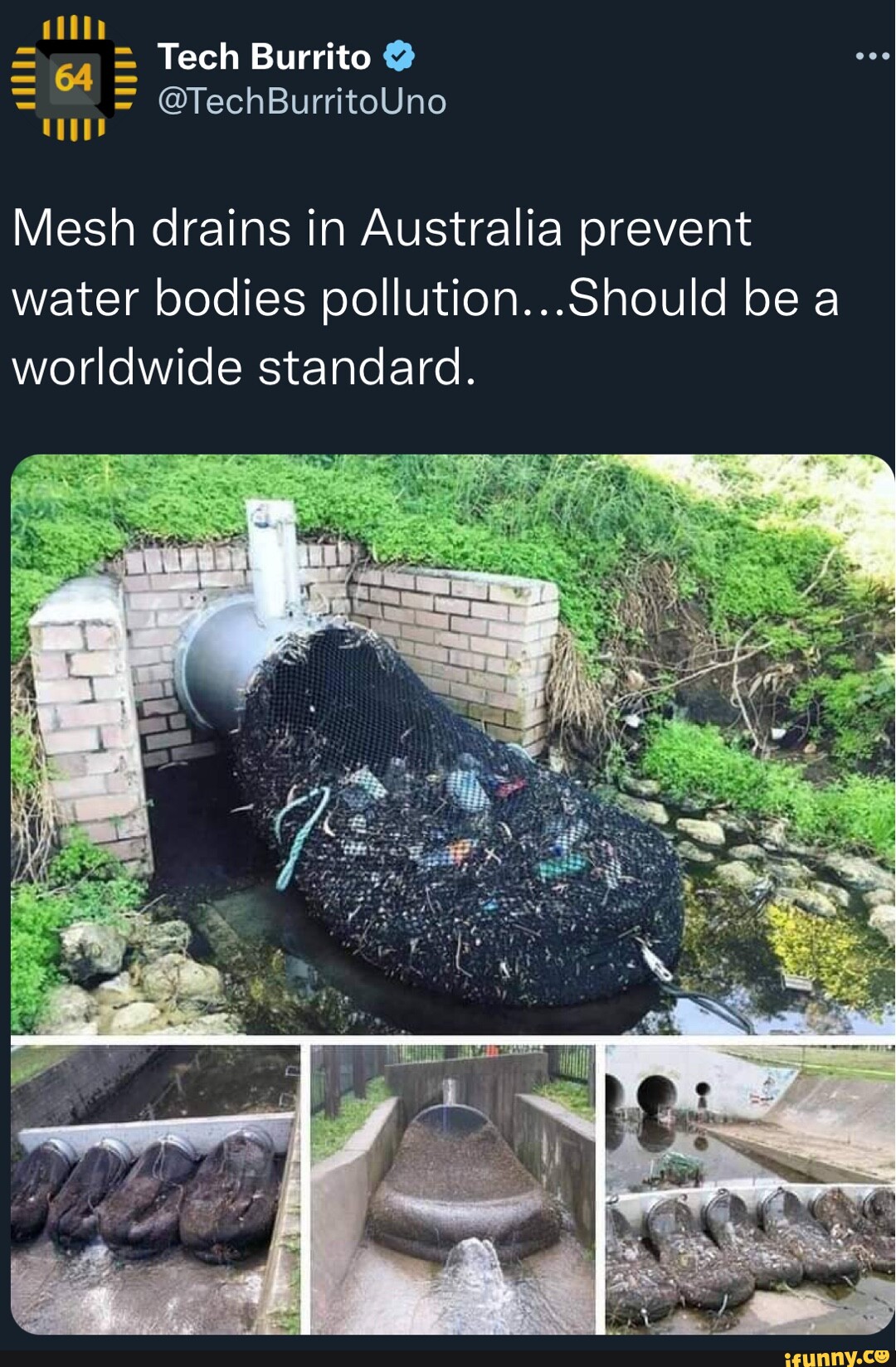 Tech Burrito 64 @TechBurritoUno Mesh drains in Australia prevent water ...