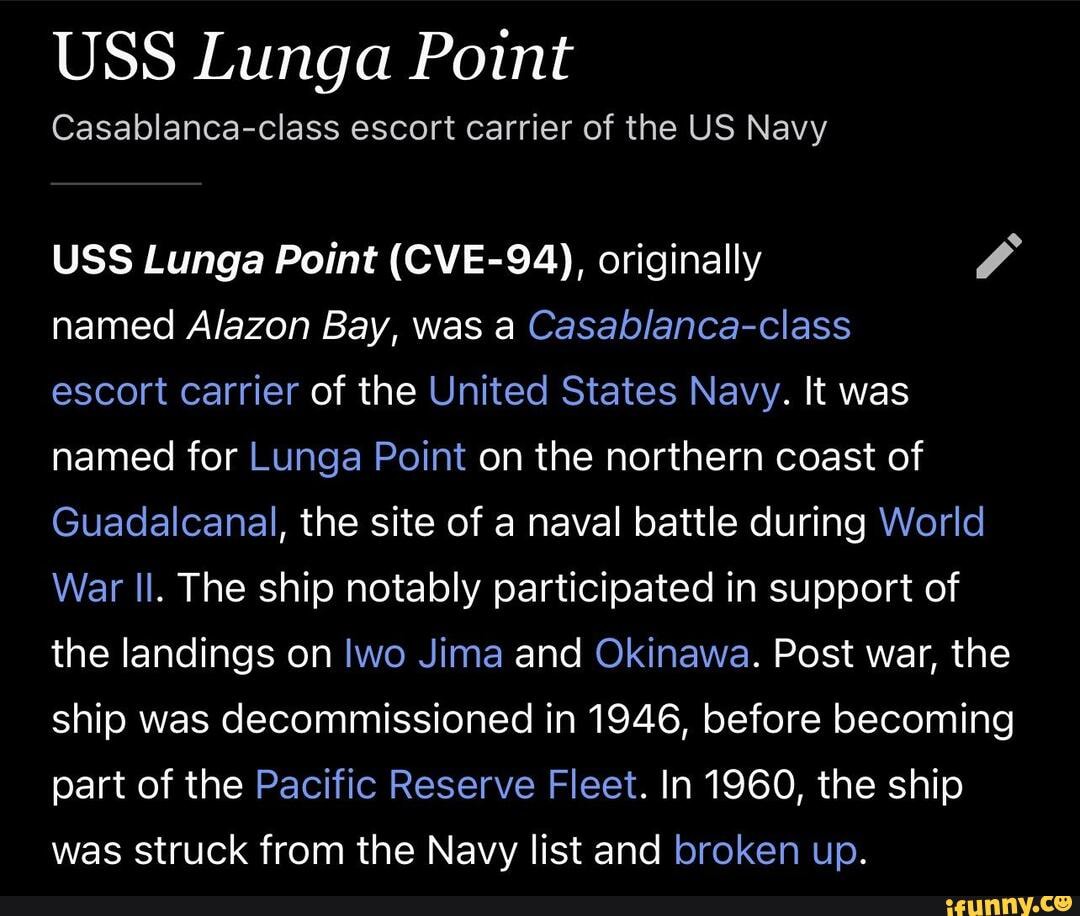 CVE-94 USS Lunga Point - USS Lunga Point Casablanca-class escort ...