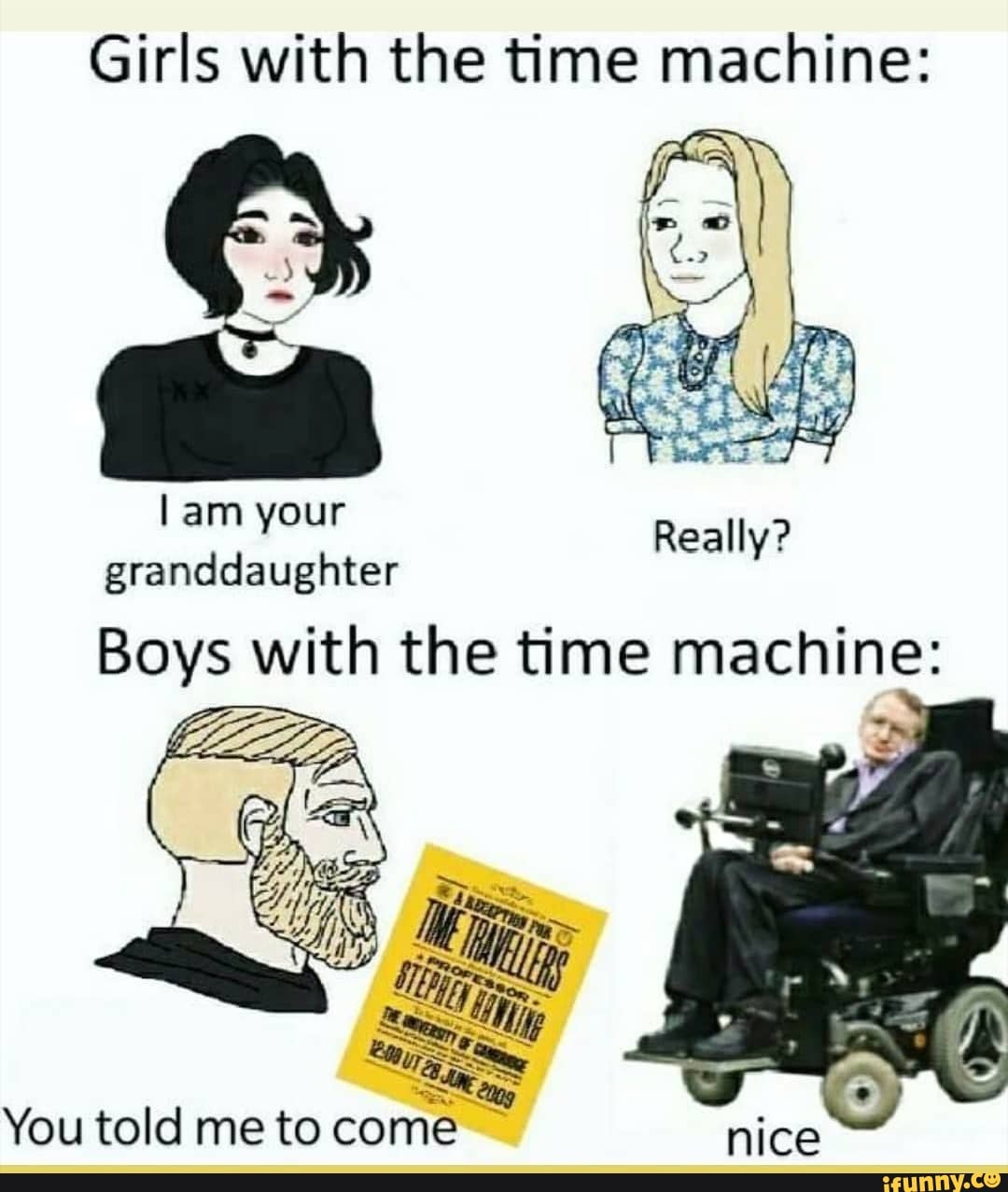 Girls with the time machine: your granddaughter Really? Boys with the ...