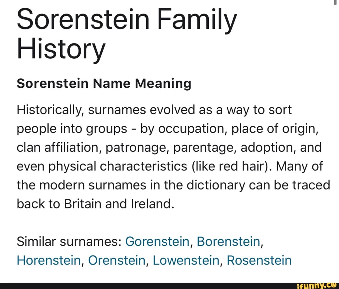 Sorenstein Family History Sorenstein Name Meaning Historically ...