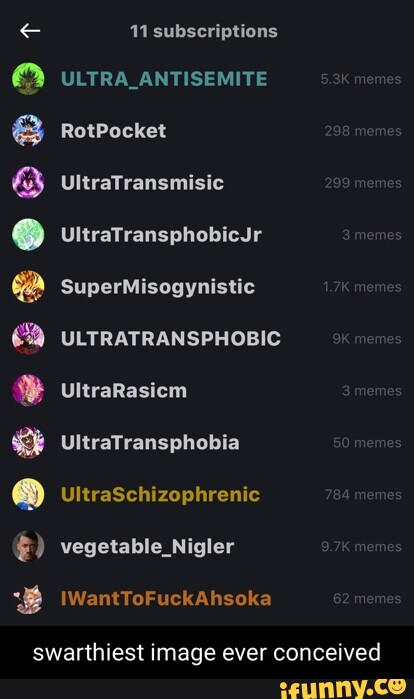 11 subscriptions ULTRA_ANTISEMITE RotPocket UltraTransmisic ...