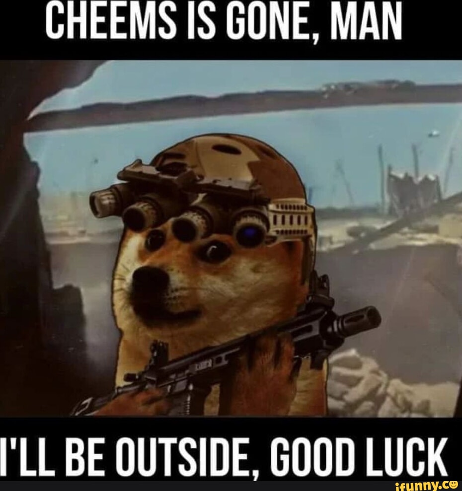 CHEEMS IS GONE, MAN ; at LL BE OUTSIDE. GOOD LUCK - iFunny