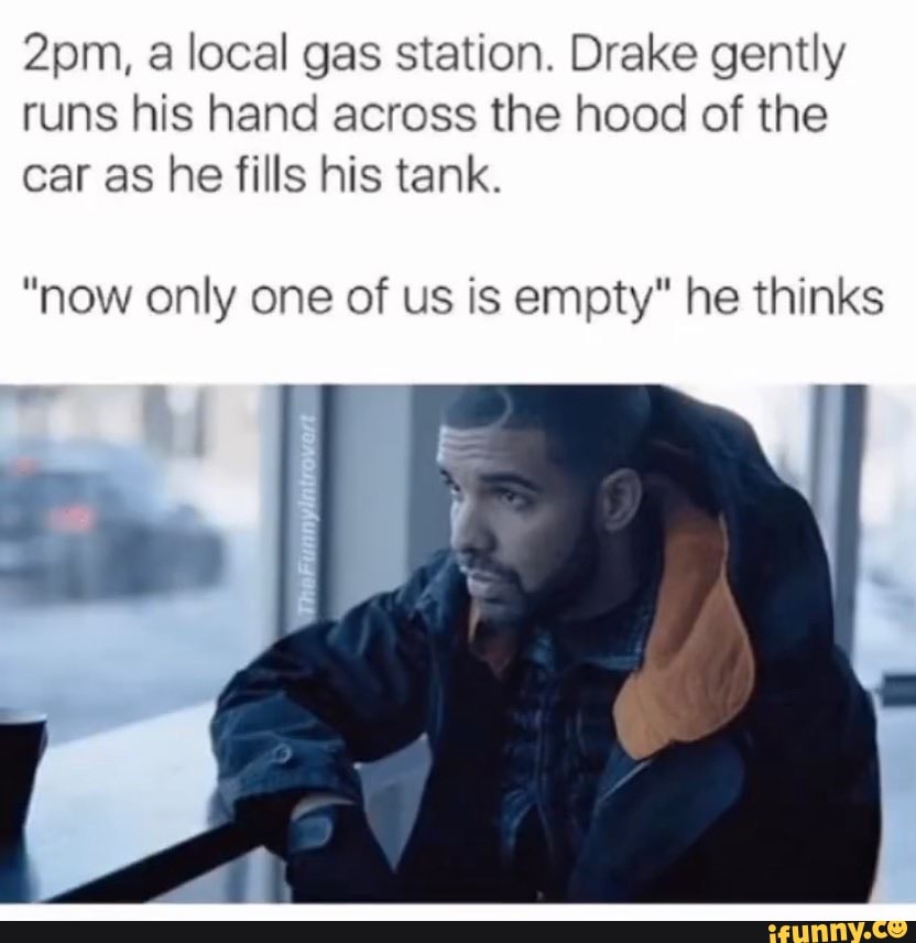 A local gas station. Drake gently runs his hand across the hood of the ...