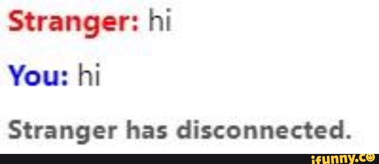 Stranger: hi You: hi Stranger has disconnected. - iFunny