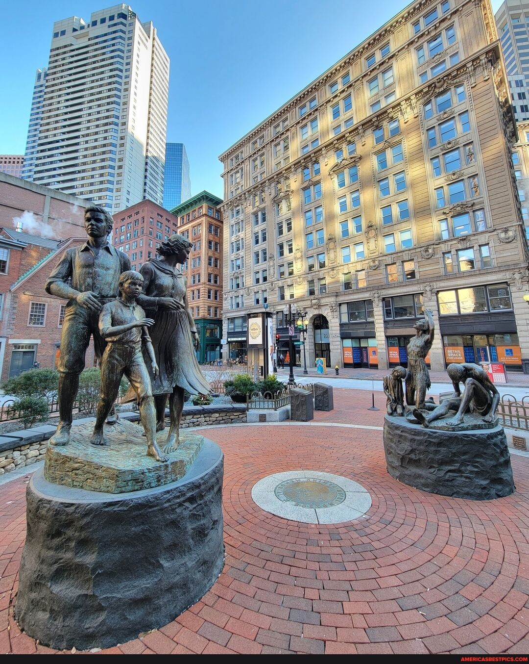 The Boston Irish Famine Memorial was installed in 1998 to mark the ...