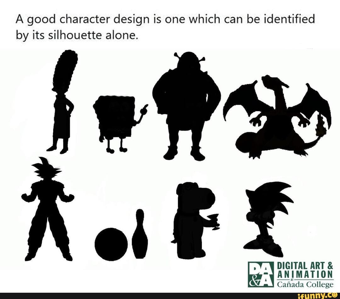 A good character design is one which can be identified by its ...